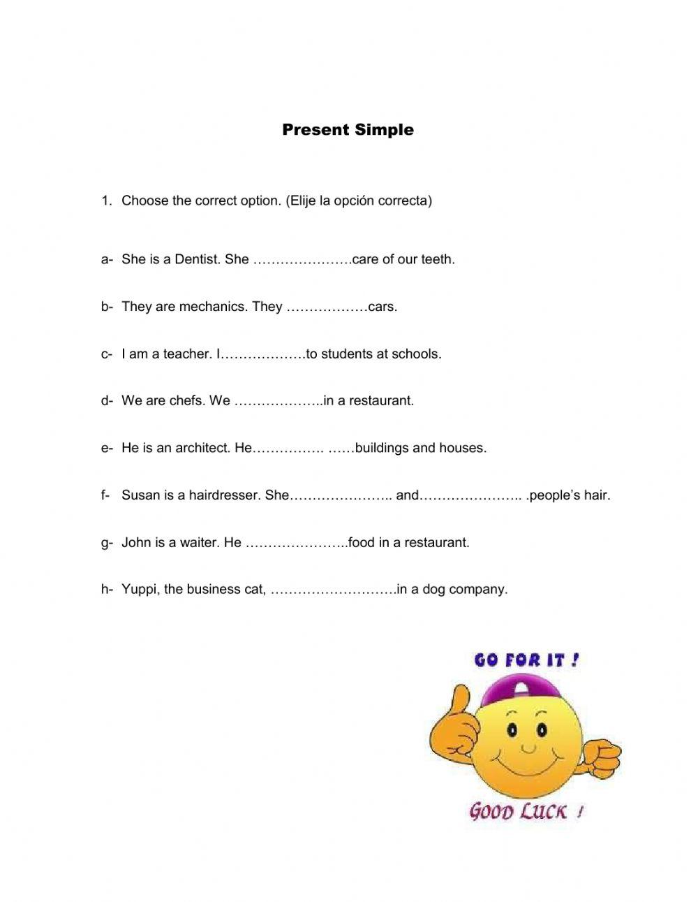 Presente simple interactive worksheet for 3er año | Live Worksheets