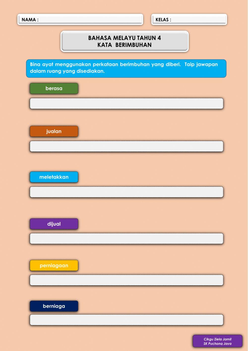 Kata Berimbuhan online pdf activity | Live Worksheets