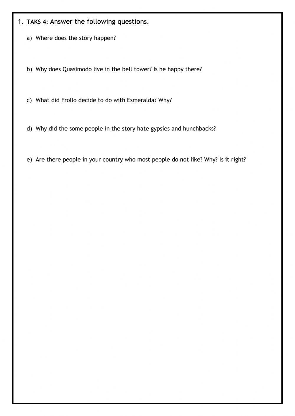 Hunchback worksheet | Live Worksheets