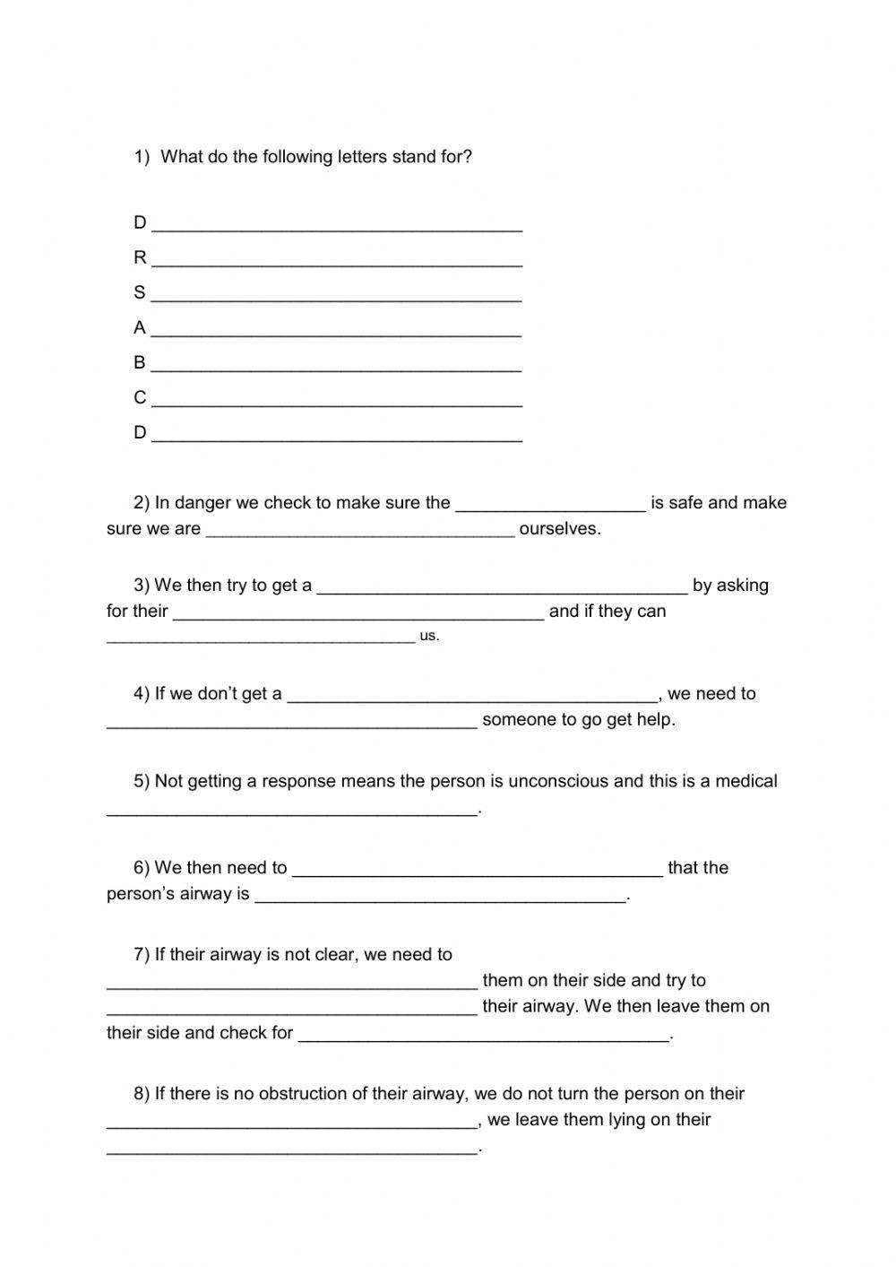 Administering Cpr Online Exercise For Live Worksheets