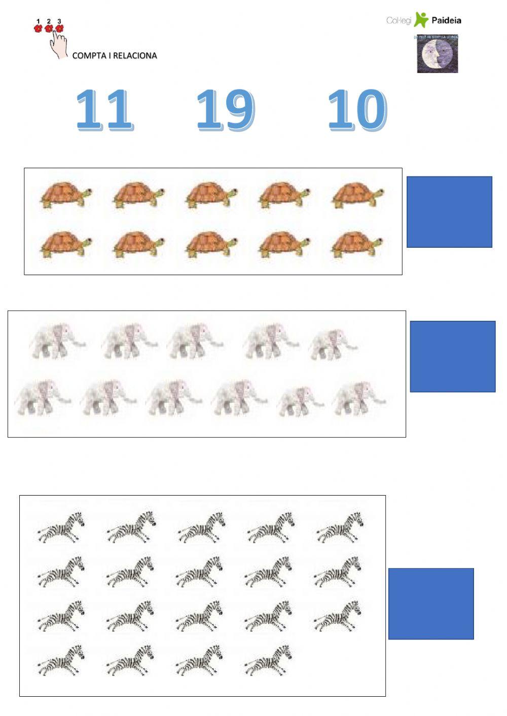 Comptem animals conte lluna interactive worksheet | Live Worksheets