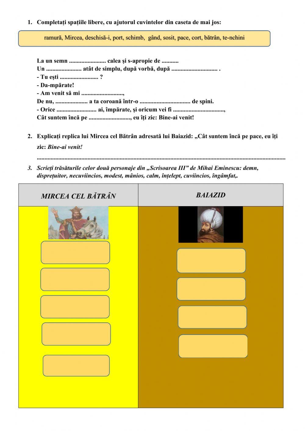Scrisoarea III | LiveWorksheets | 439288