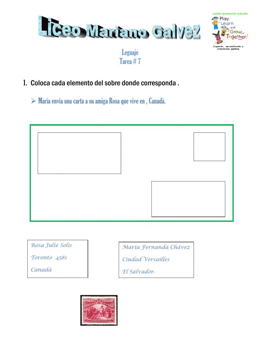 El Sobre interactive worksheet | Live Worksheets