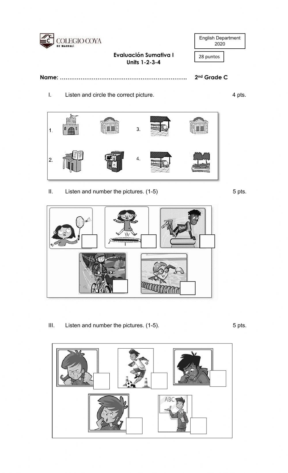 Ev. Sumativa 1 Segundo Unit 1-2-3-4 worksheet | Live Worksheets