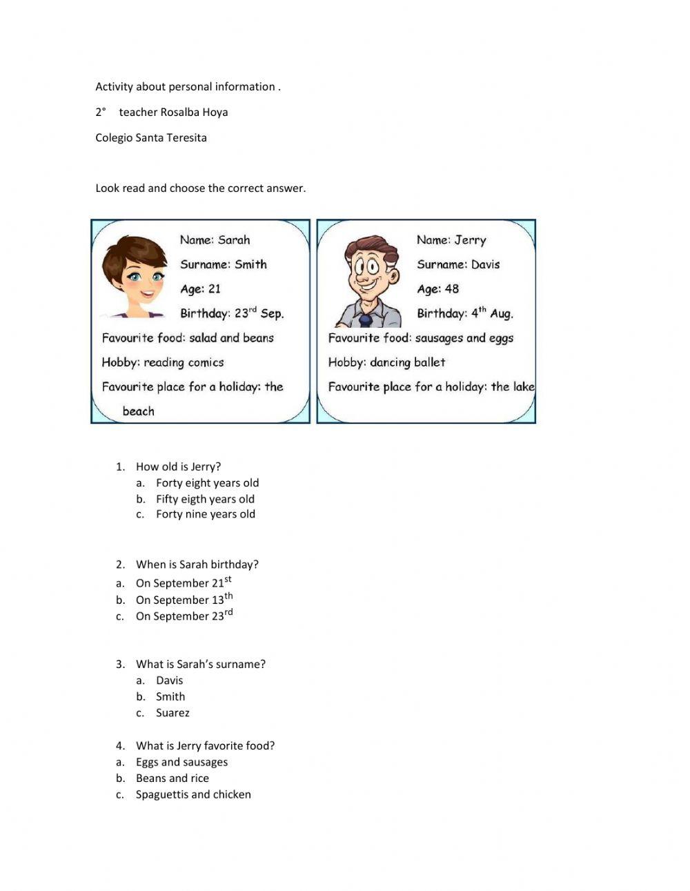 Information worksheet | Live Worksheets
