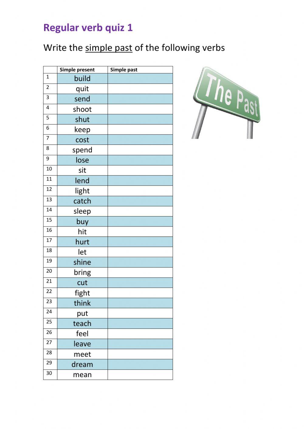 Simple past online exercise for elemental | Live Worksheets