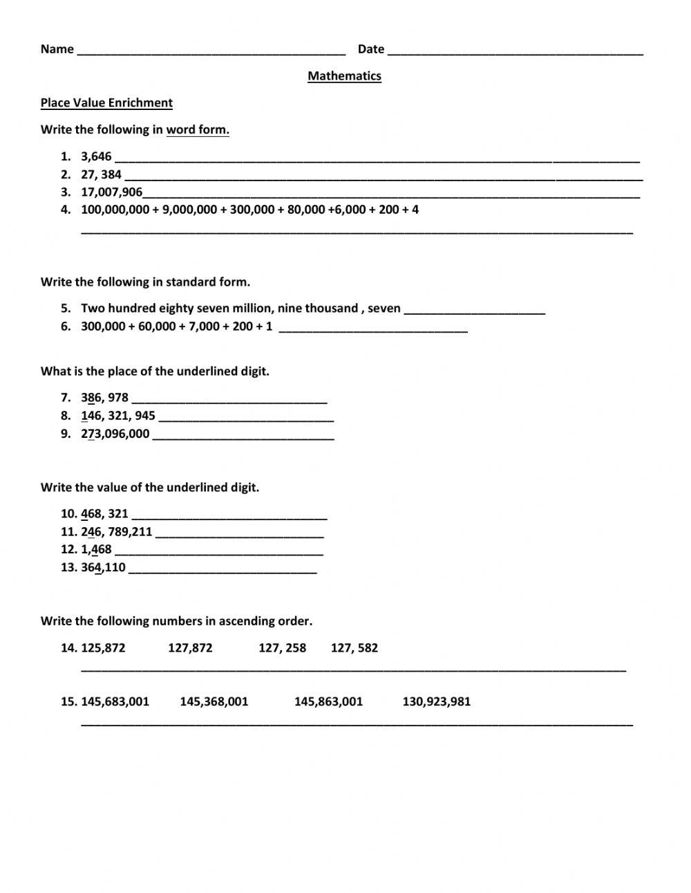 Place value interactive exercise for 5 | Live Worksheets
