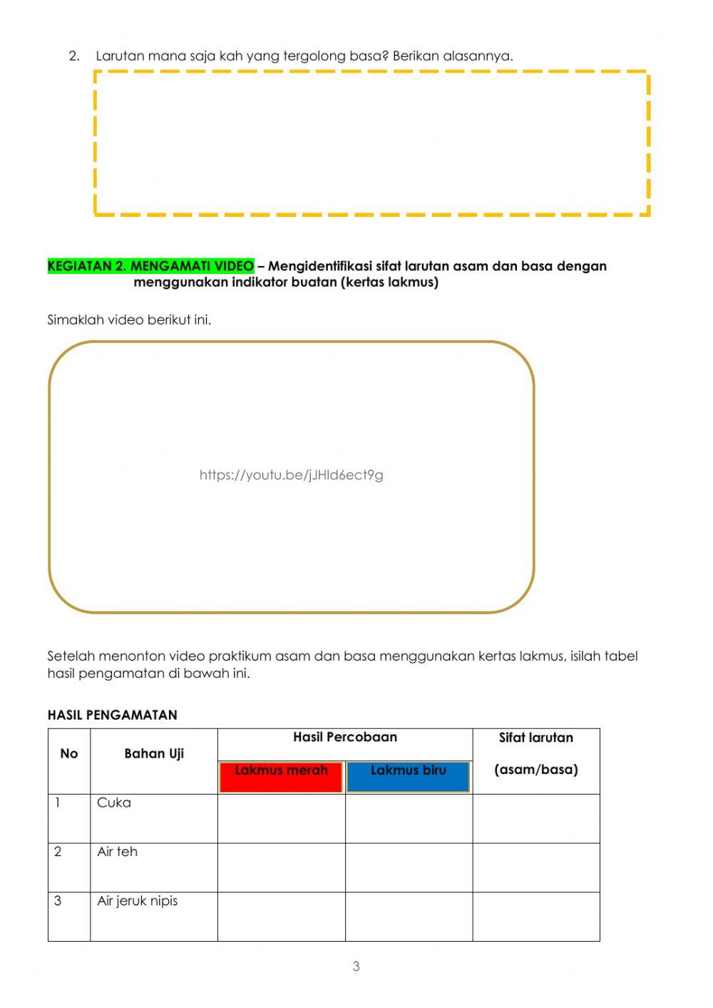Worksheet larutan asam basa worksheet | Live Worksheets