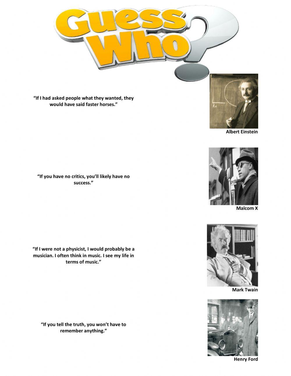 Guess who? exercise | Live Worksheets