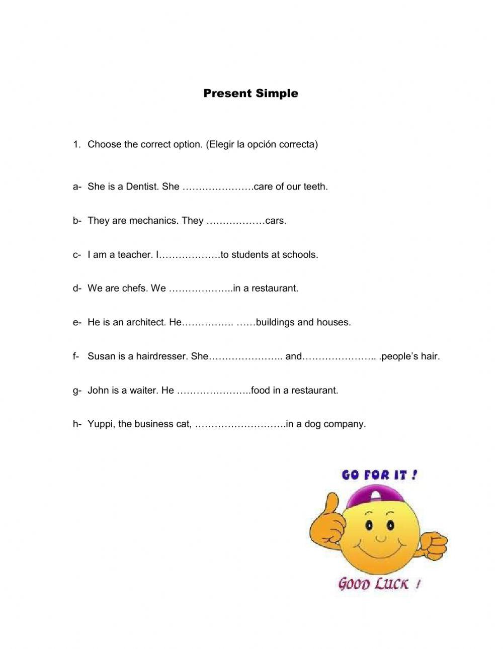 Presente simple interactive activity for 3er año | Live Worksheets