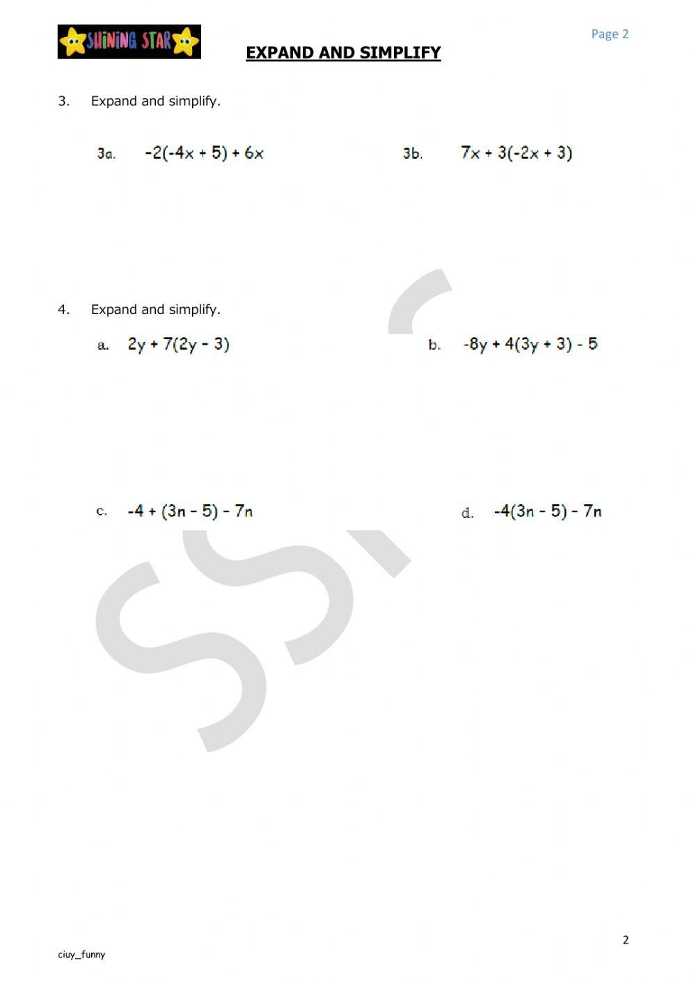 Expanding Equations Worksheet: Mastering Algebraic Expressions Expanding Equations Worksheet: Mastering Algebraic Expressions