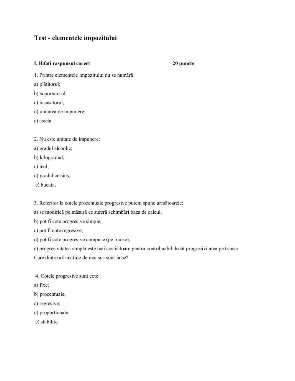 Test formativ worksheet | Live Worksheets
