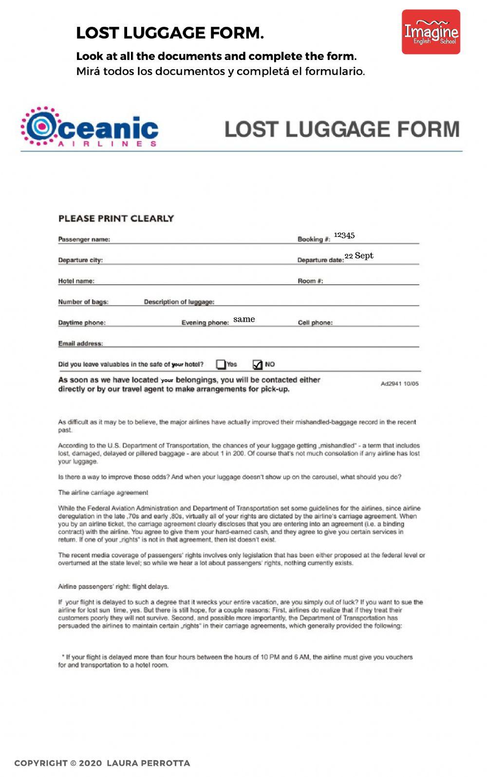 Lost luggage fo… | Free Interactive Worksheets | 441758