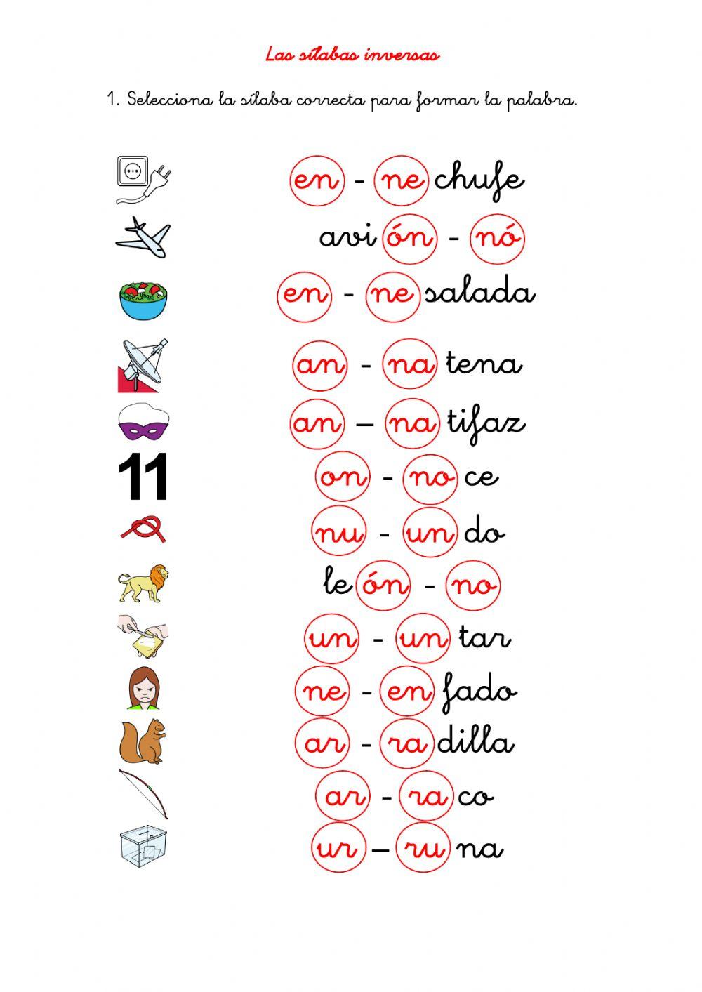 Sílabas inversas activity for 2º | Live Worksheets Sílabas inversas activity for 2º | Live Worksheets