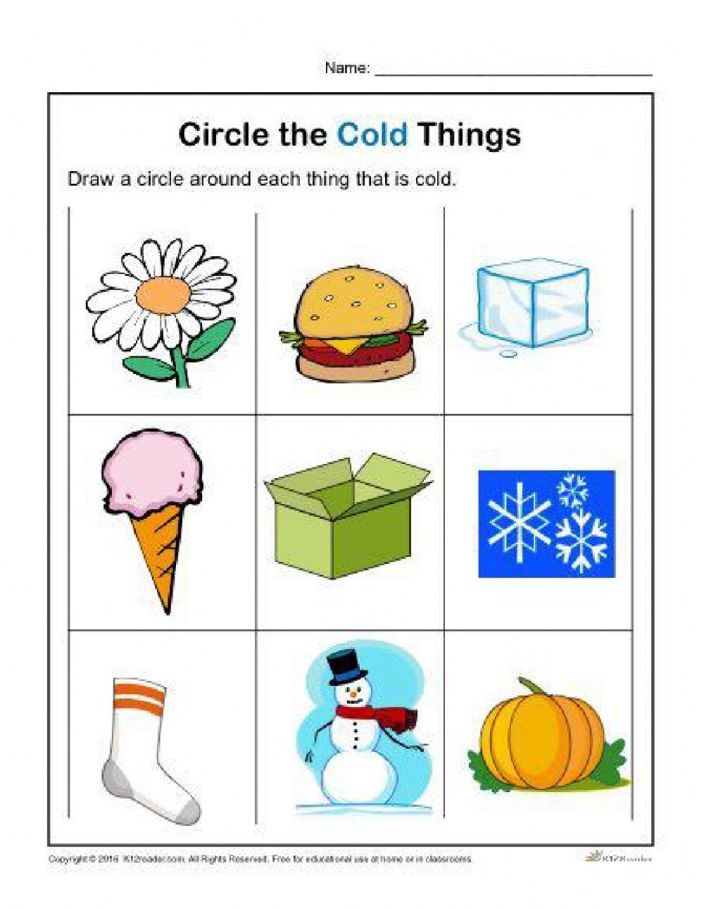 hot and cold objects names