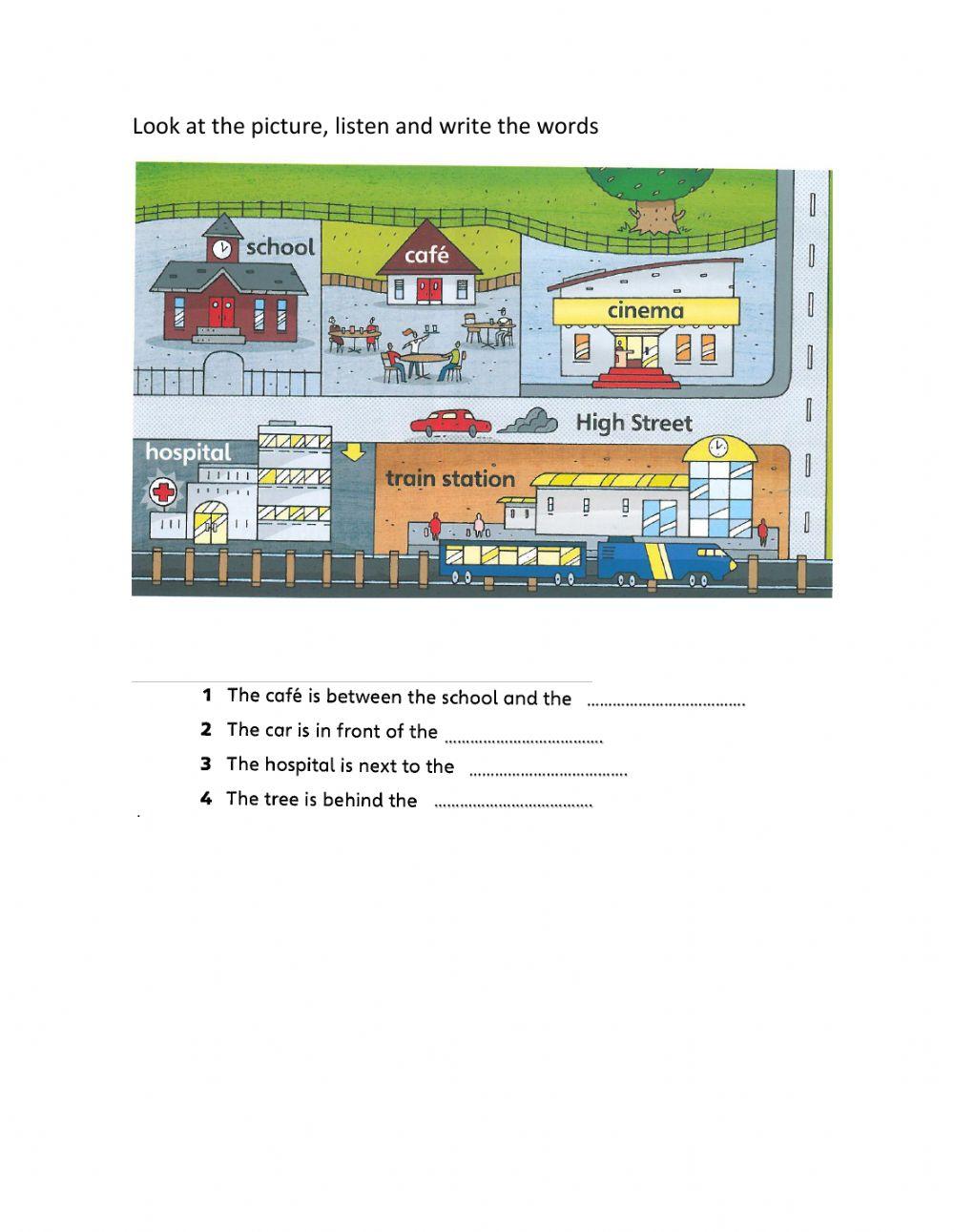 Places in town online exercise for primary | Live Worksheets
