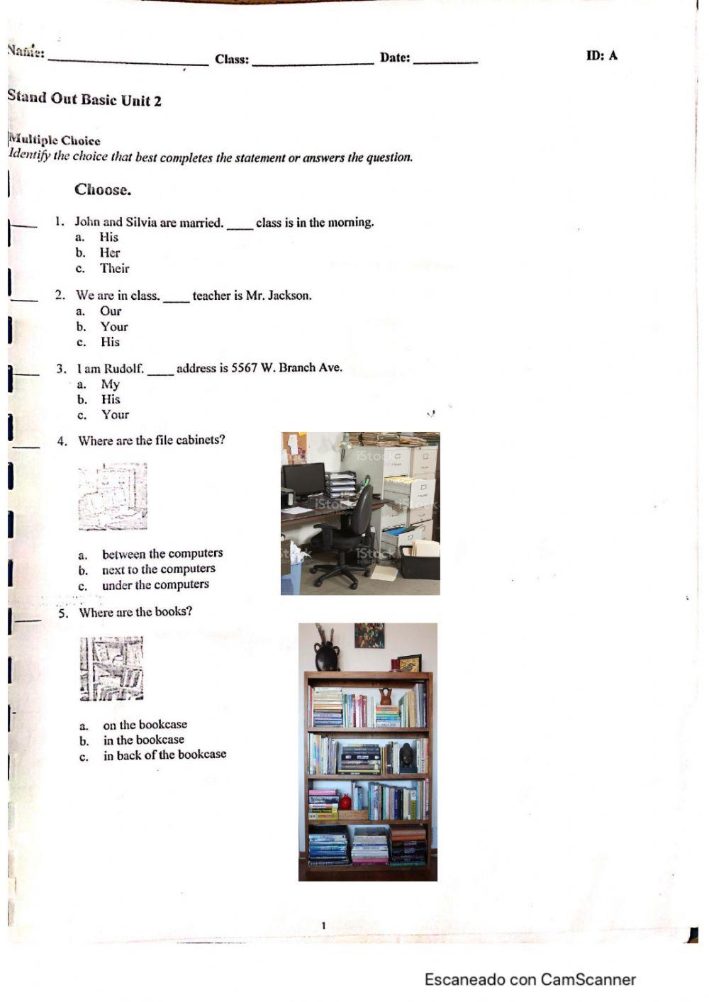 6165976 | Exam Unit 2 Stand Out Basic | eupolanco
