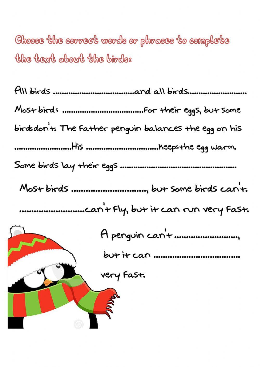 All about birds worksheet | Live Worksheets