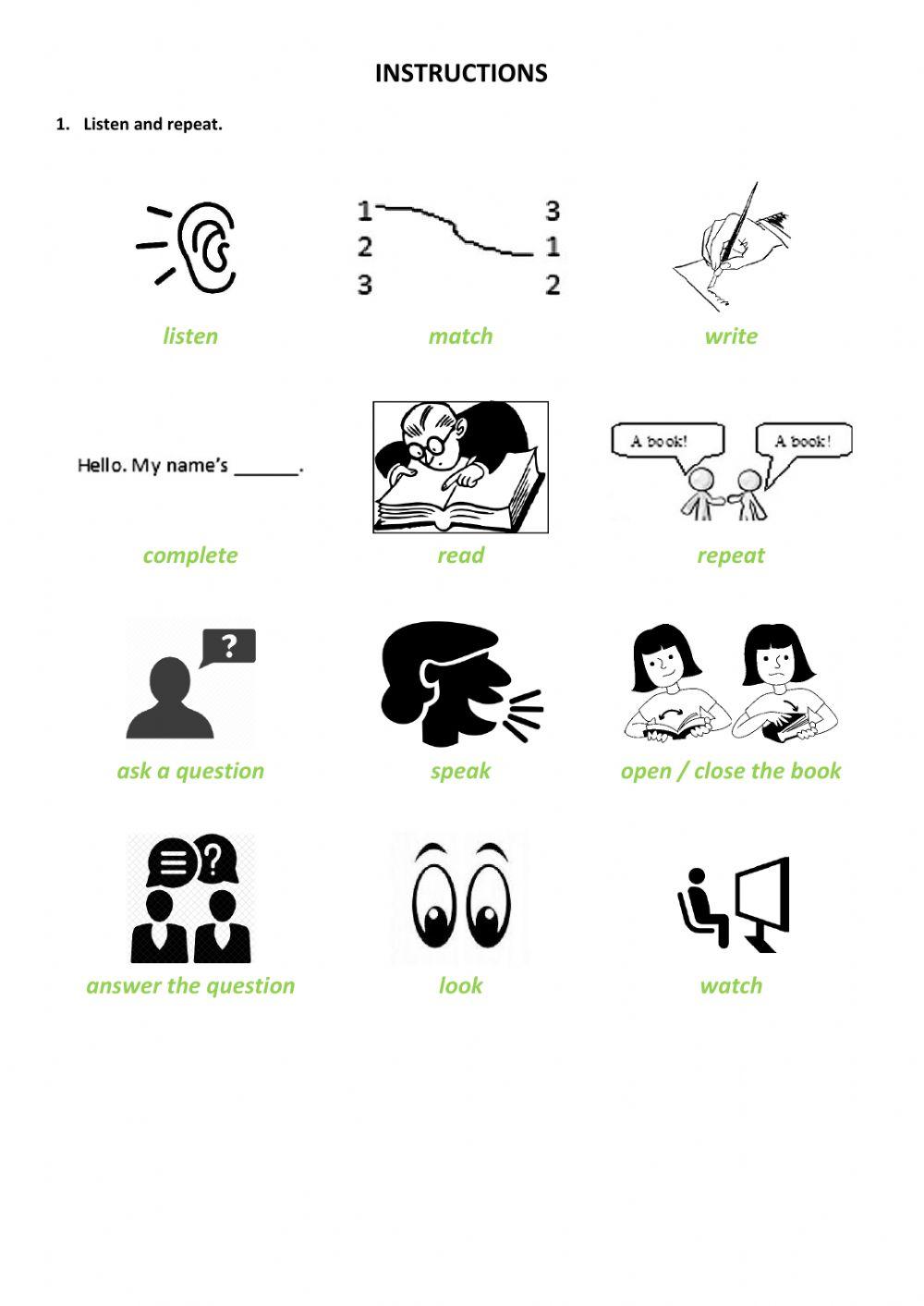 Instructions online activity for Beginner/Elementary | Live Worksheets