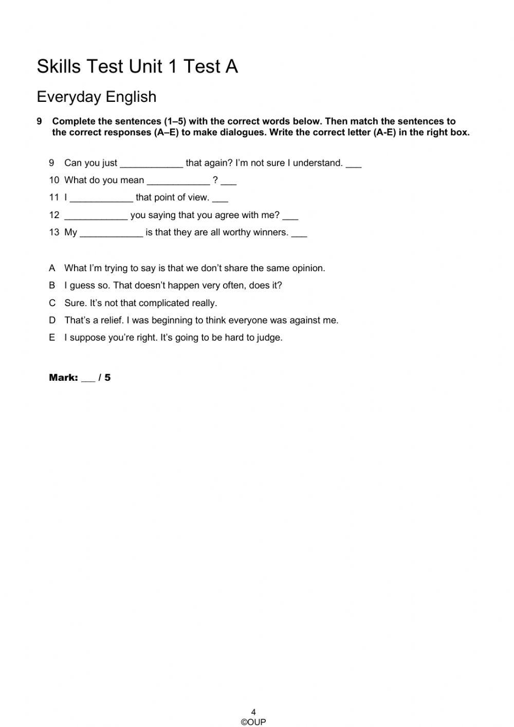 Insight Upper Unit 1 online exercise for | Live Worksheets