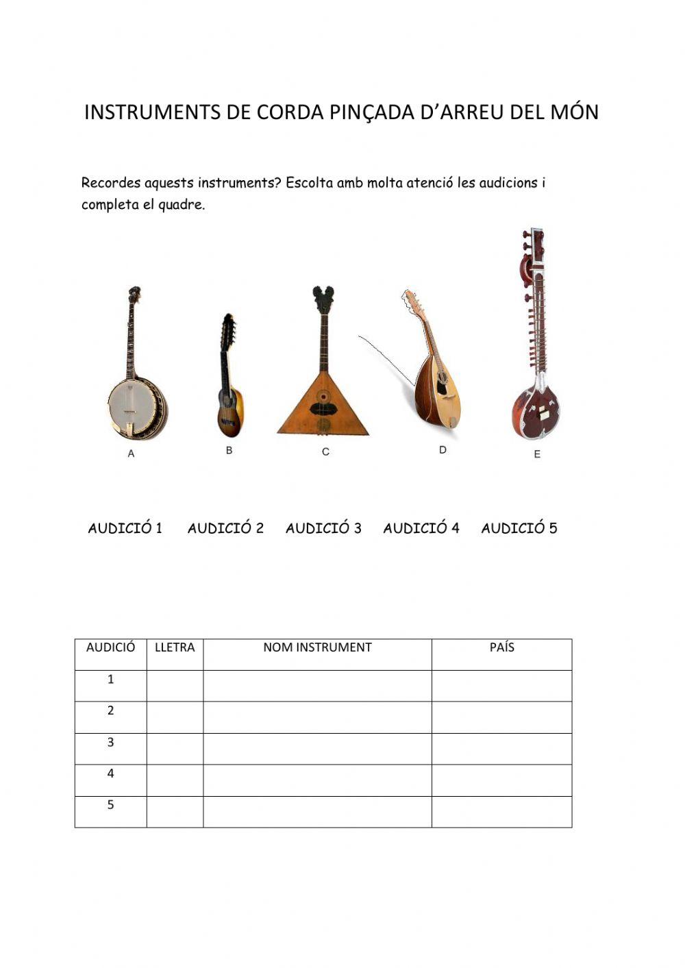 Instruments de … | Free Interactive Worksheets | 444196