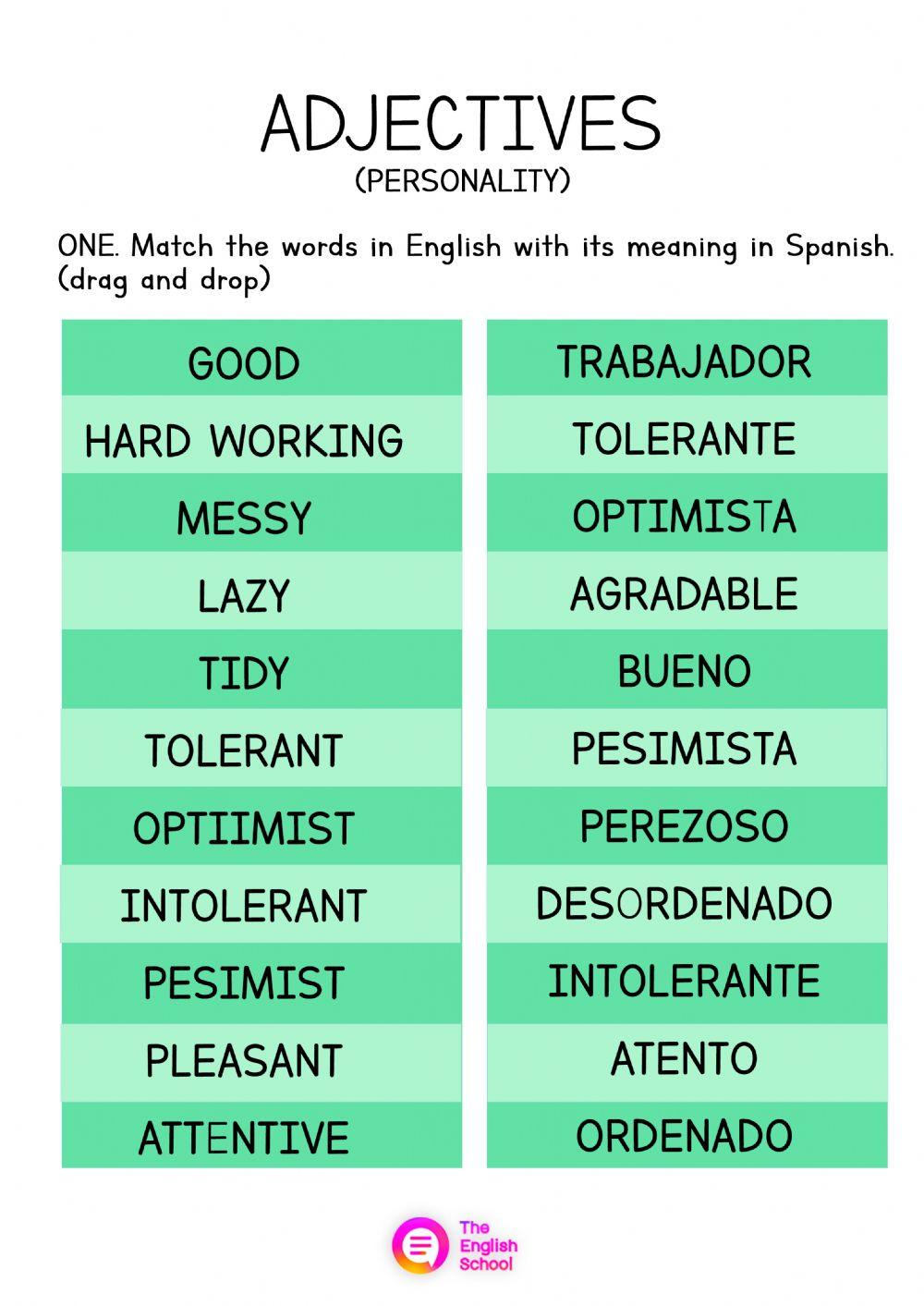 Adjectives | Free Interactive Worksheets | 445206