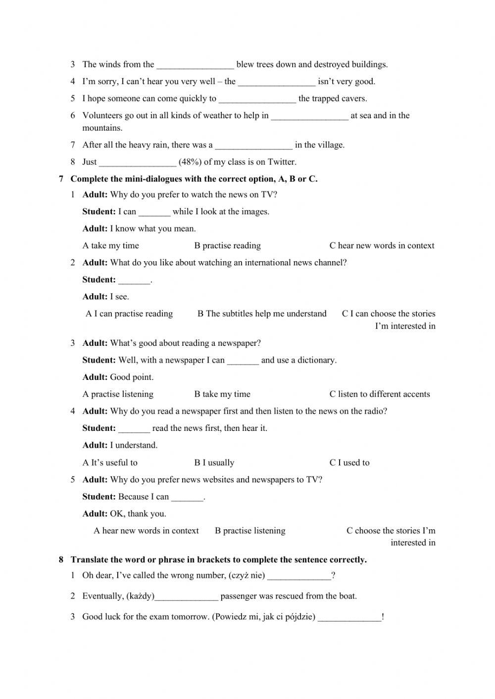 Vision 3 unit 7… | Free Interactive Worksheets | 4360578