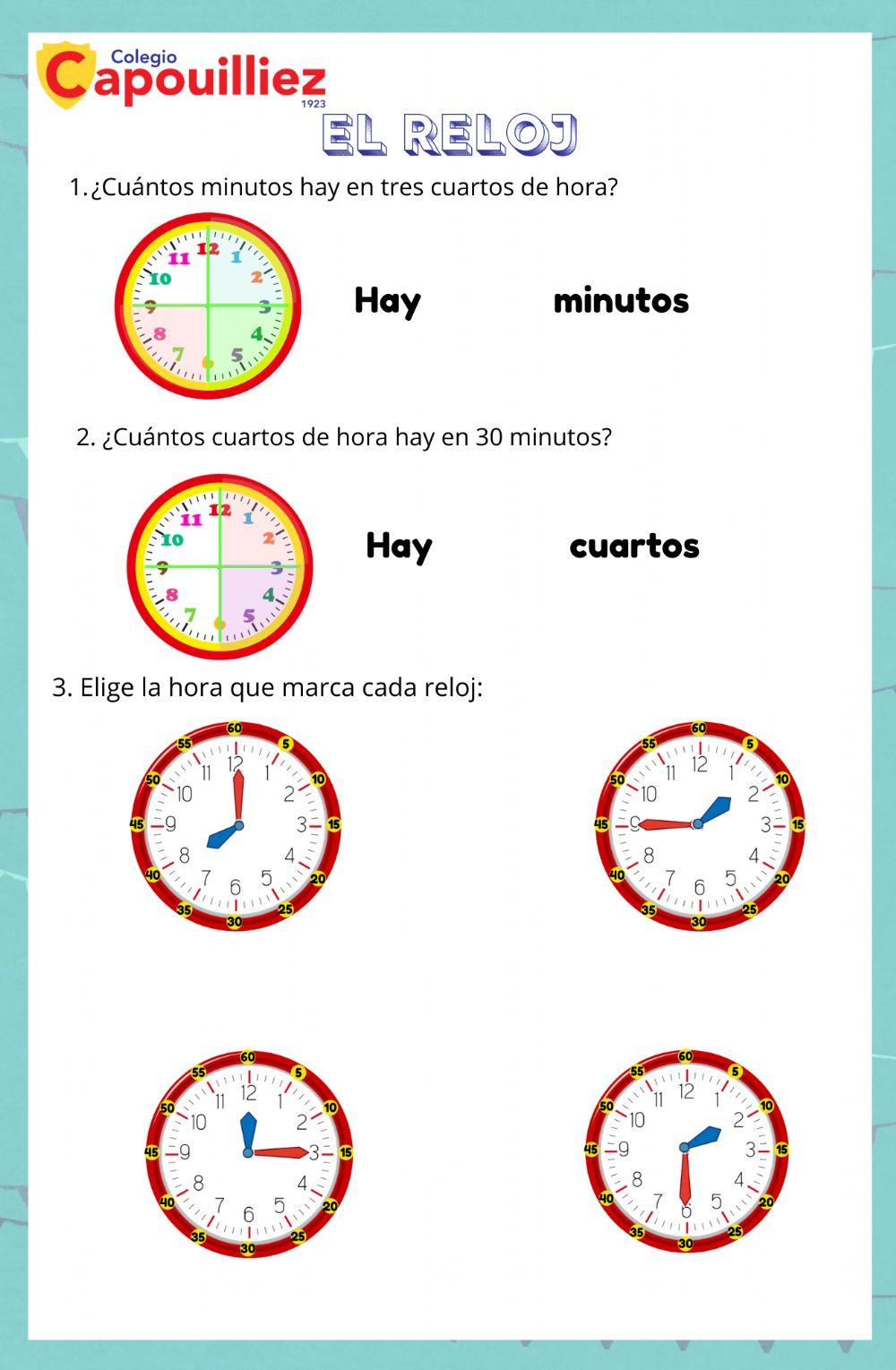 Reloj 445270 | MissJenniferCapouilliez | Live Worksheets