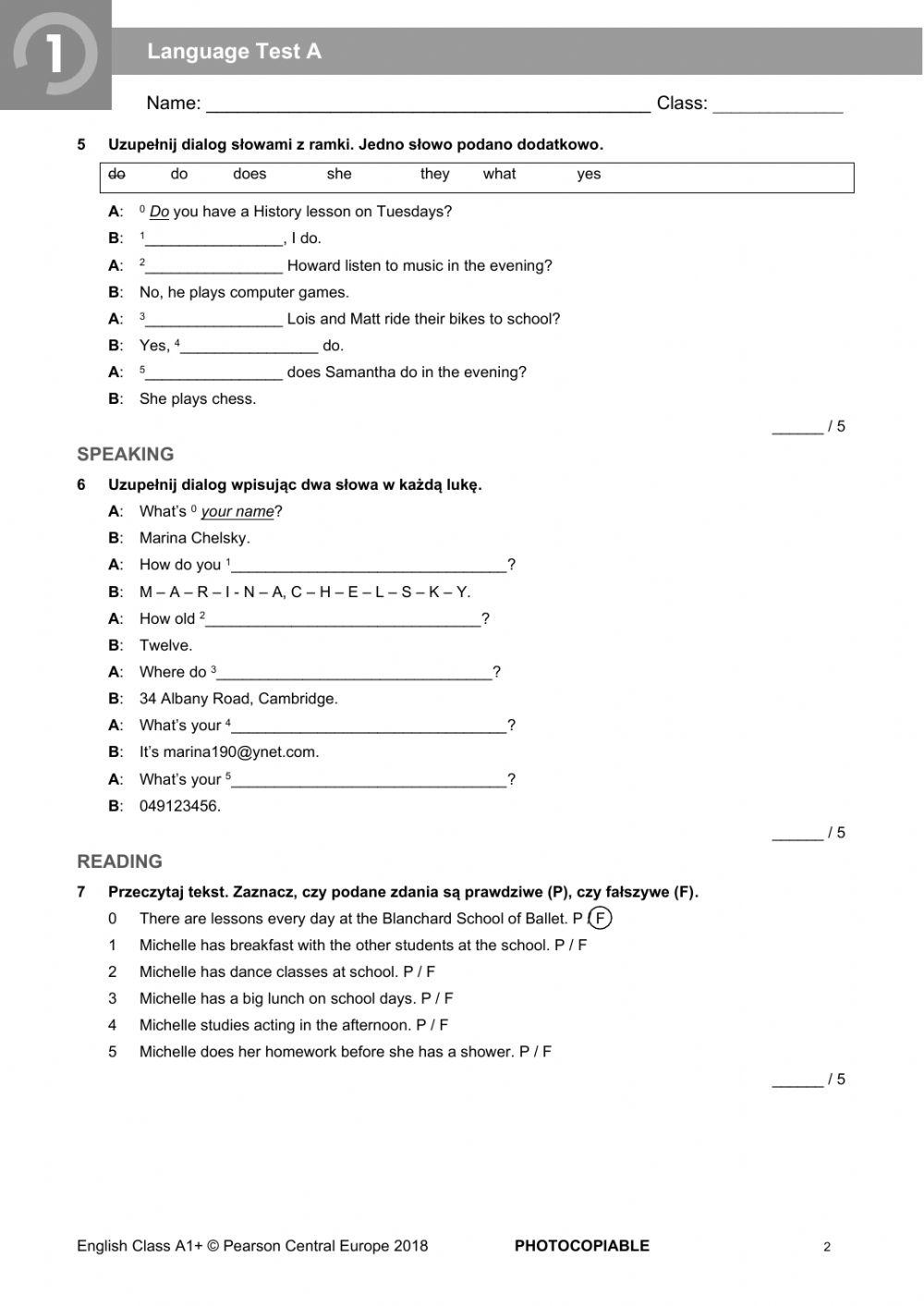 Liveworksheets English Class A1+ Unit 1 Liveworksheets English Class A1+ Unit 1