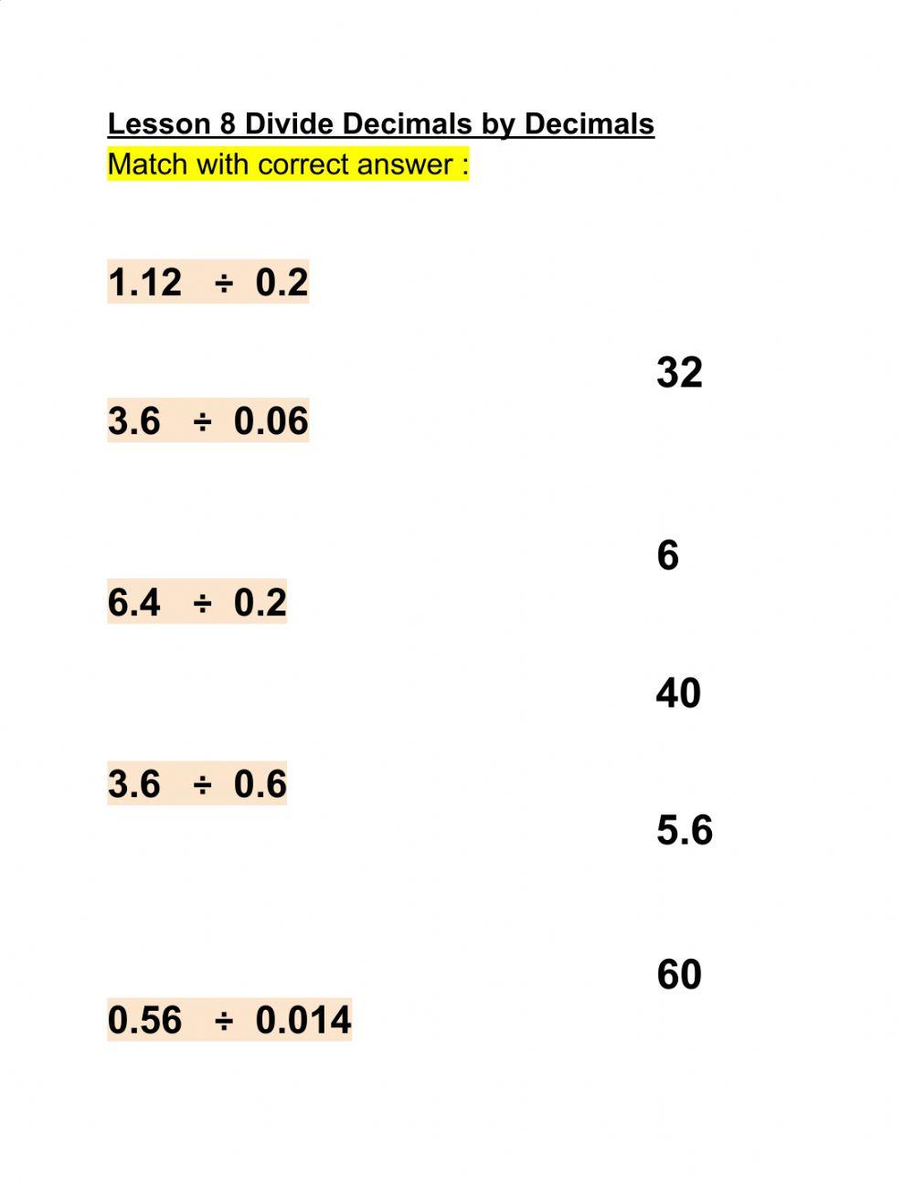 Divide decimals by decimals 445676 | Mouza AlDhaheri