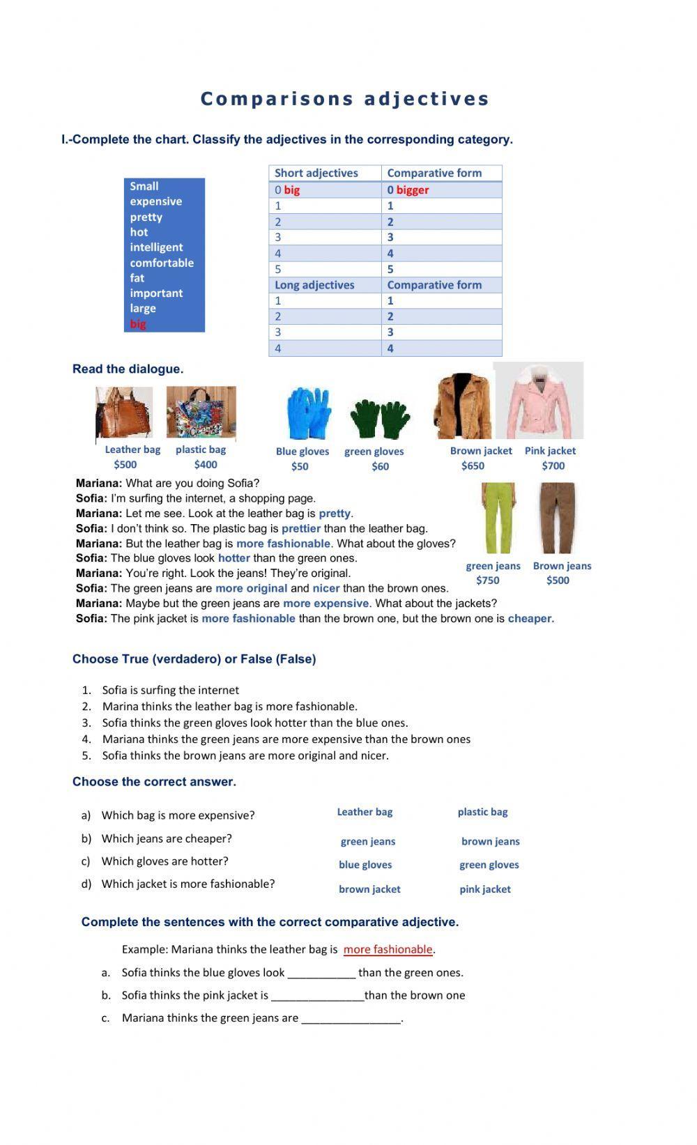 Comparisons adj… | Free Interactive Worksheets | 446502