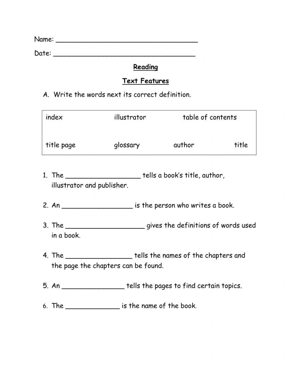 text features quiz | Koda | Live Worksheets