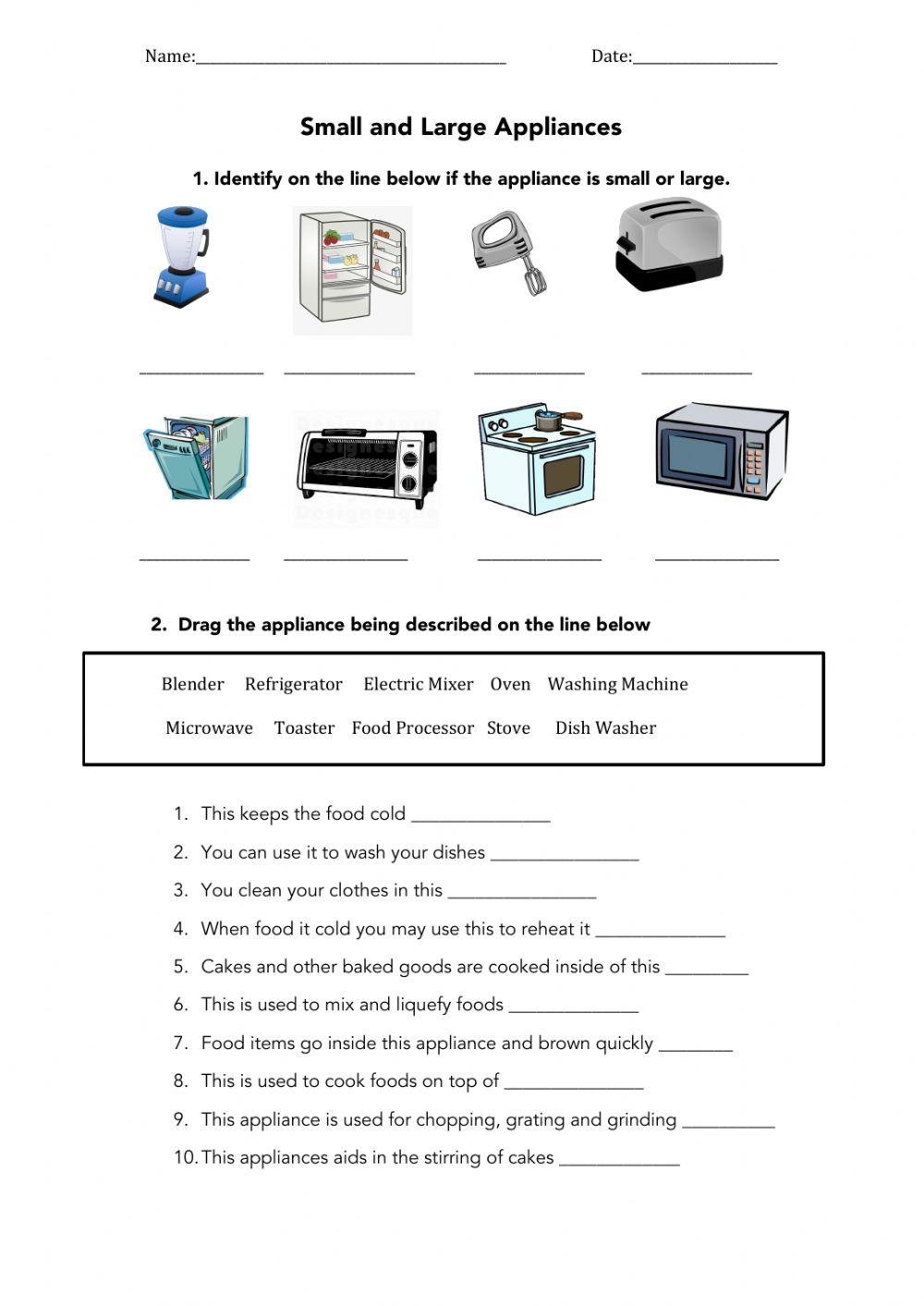 Small and Large Appliances online exercise for | Live Worksheets