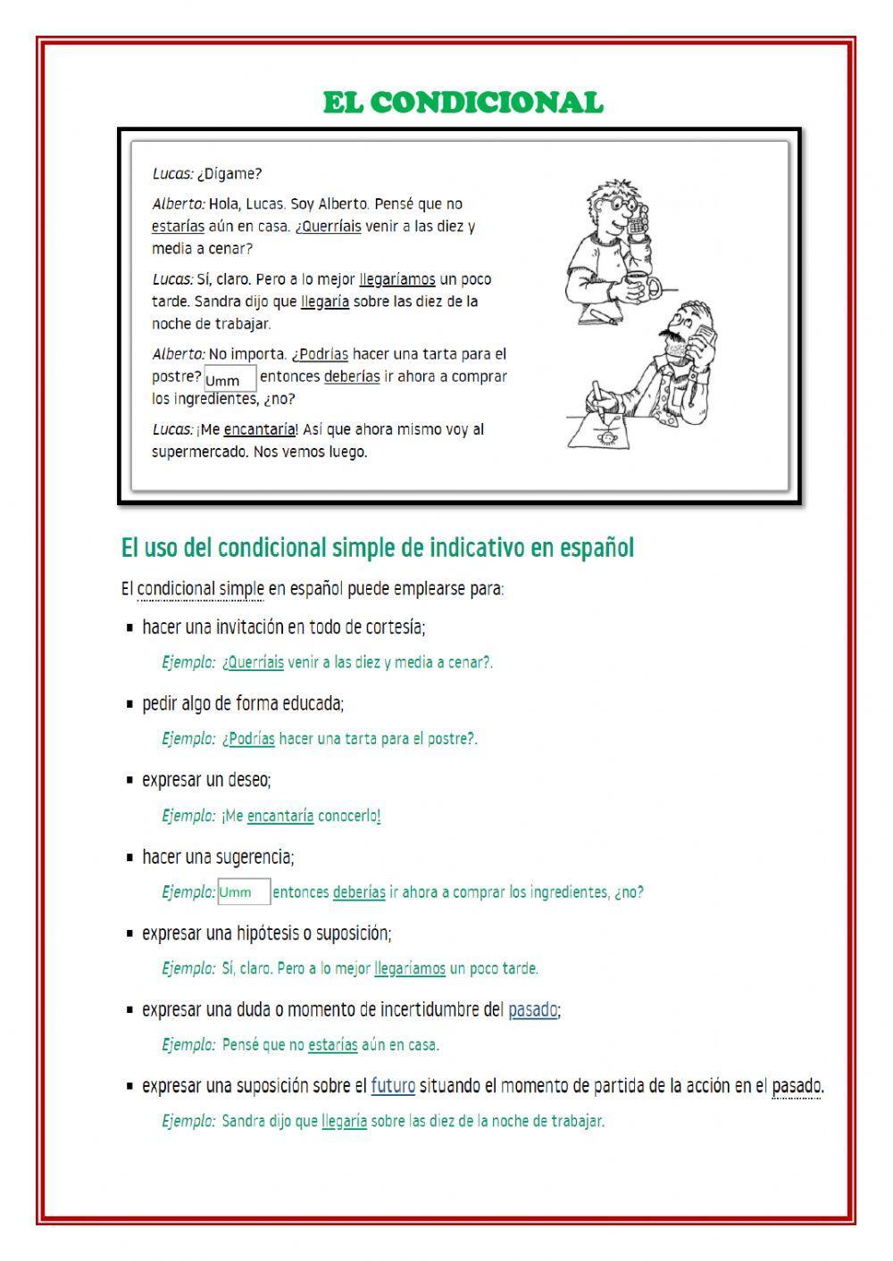 Como Usar El Condicional Worksheet Live Worksheets