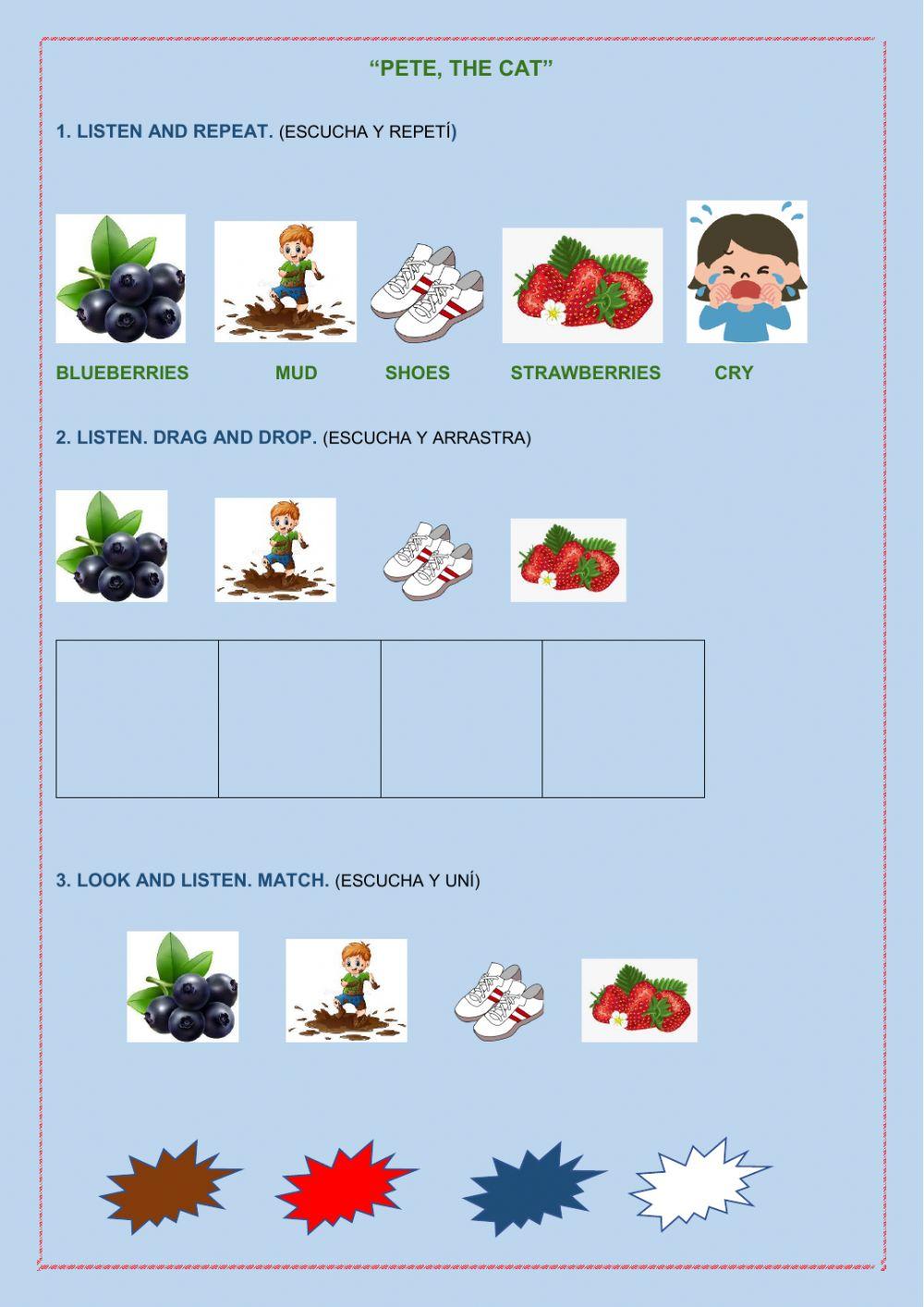 Pete the cat 1 worksheet | Live Worksheets