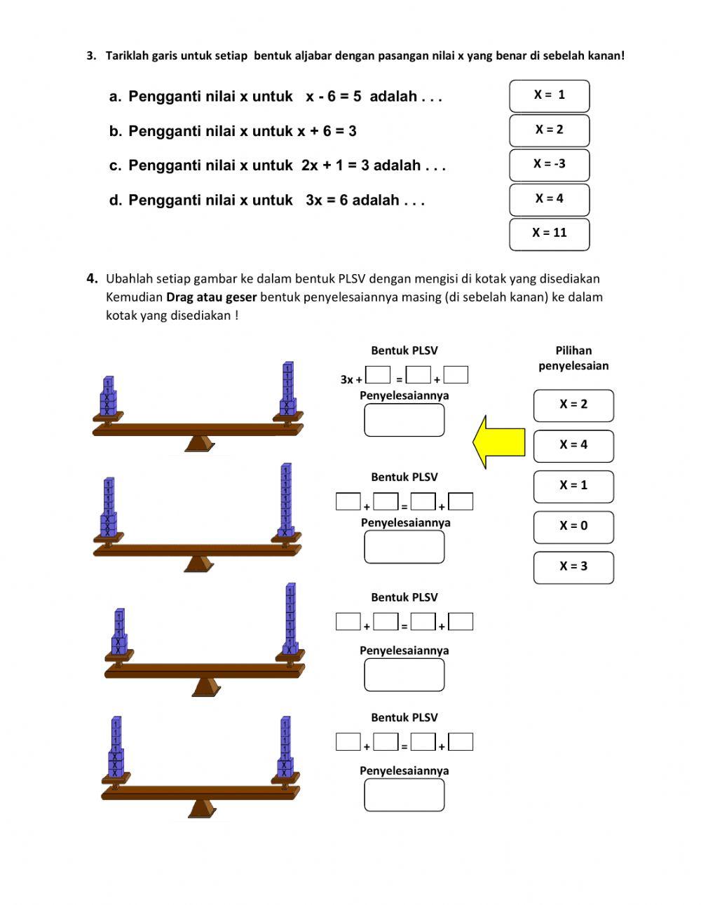 Lebar Kerja Peserta Didik PLSV worksheet | Live Worksheets