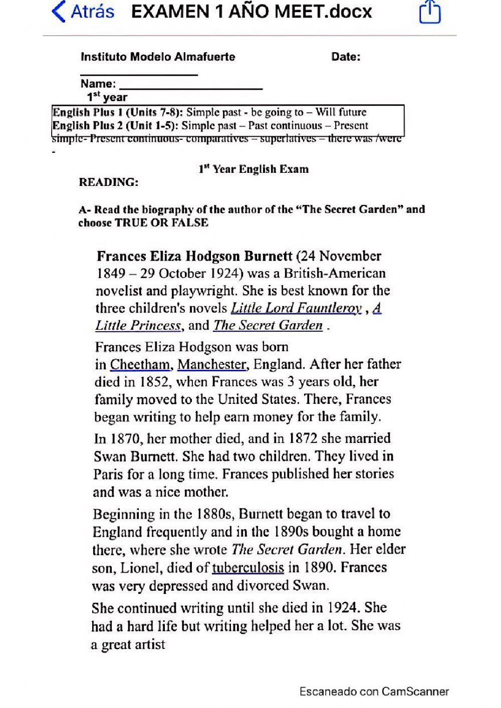 Exam online worksheet for ELEMENTARY | Live Worksheets