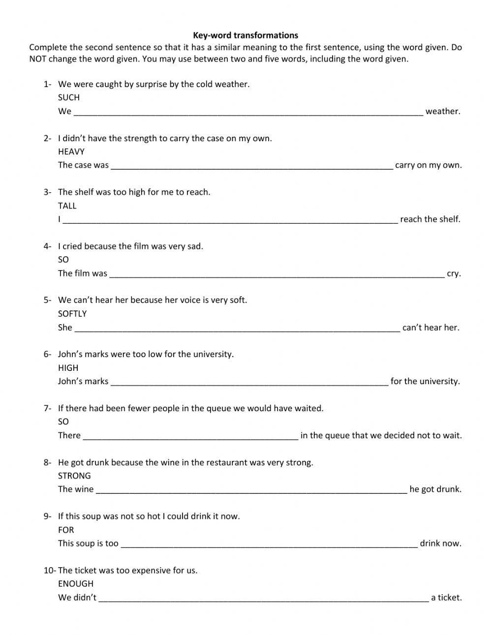 Result clauses online exercise for | Live Worksheets