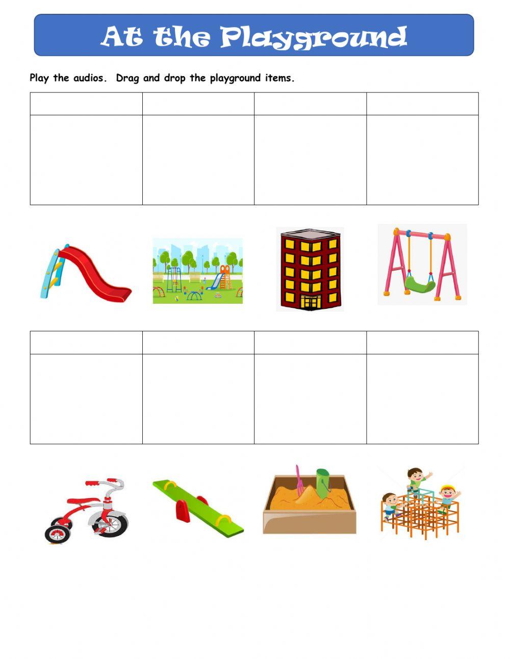 At the playground interactive exercise for Jardín | Live Worksheets