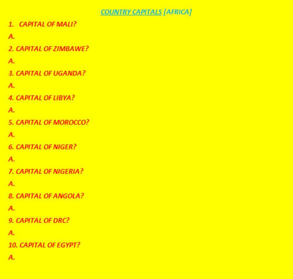 Country capitals worksheet | Live Worksheets