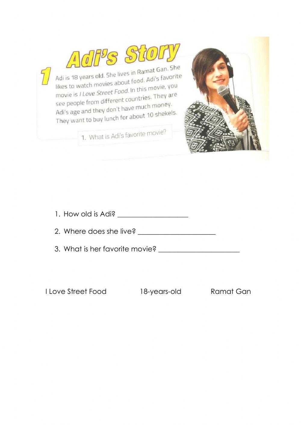 Adi's Story part 1 (Here and Now) worksheet | Live Worksheets