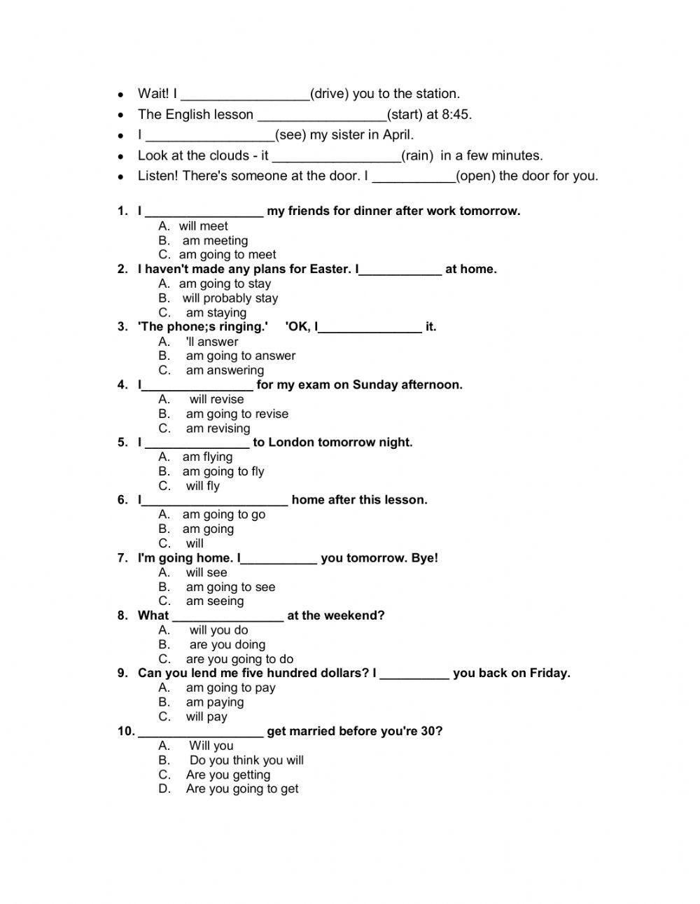 Future forms wo… | Free Interactive Worksheets | 448381