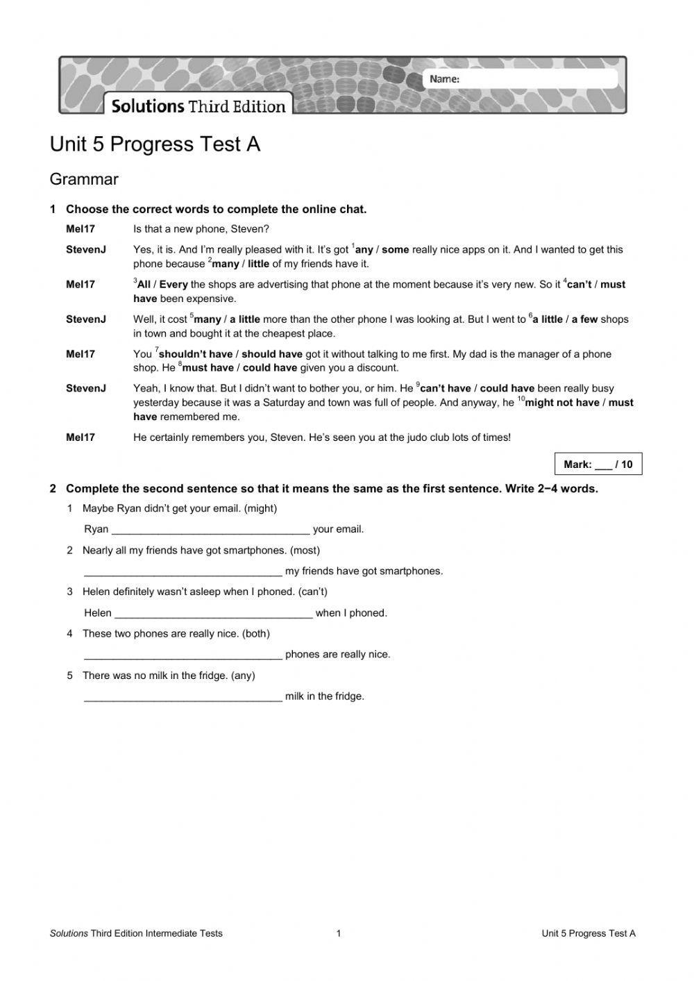 Exam unit 5 HOUSE 5 worksheet | Live Worksheets