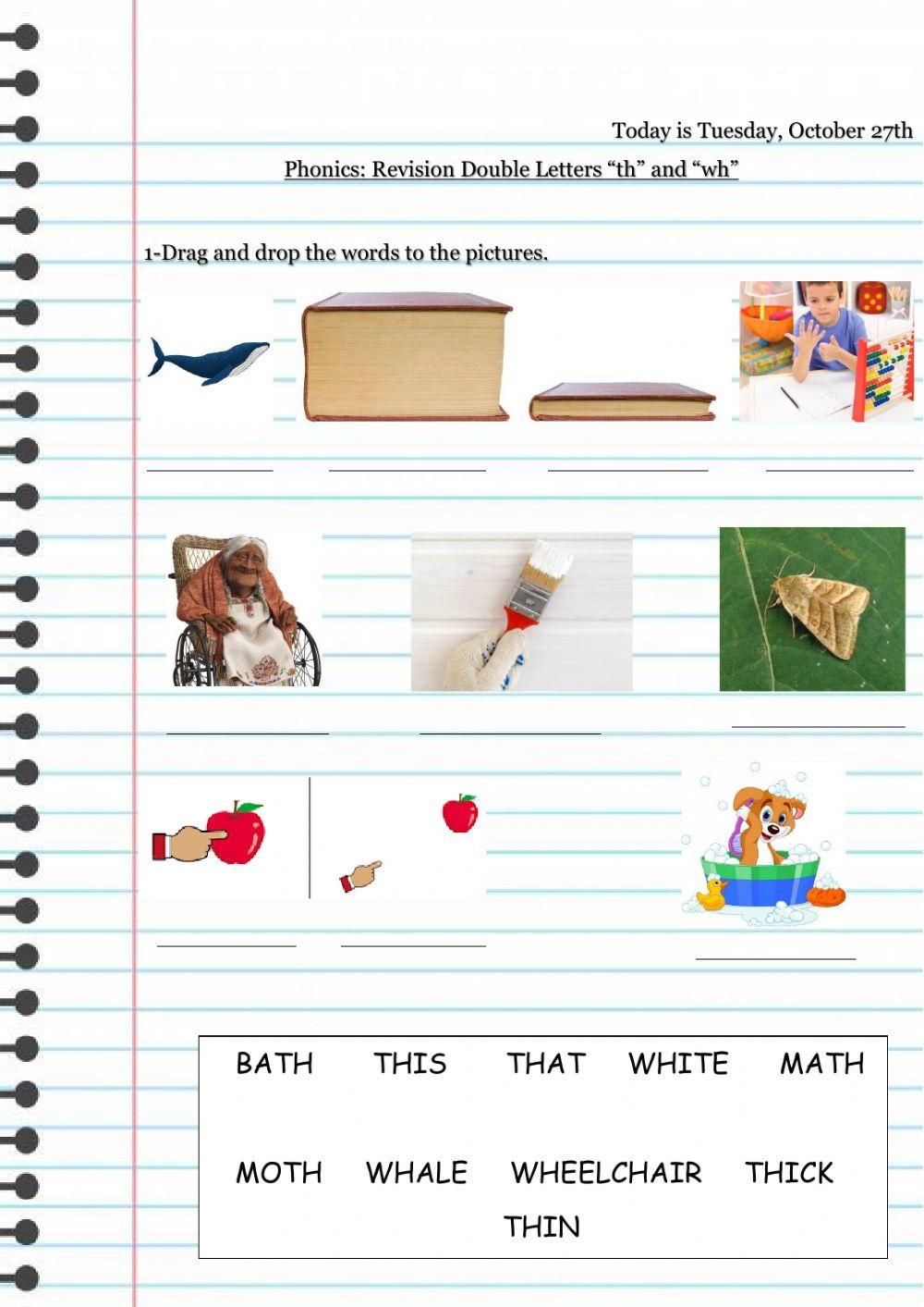 Phonics --th- and -wh- worksheet | Live Worksheets