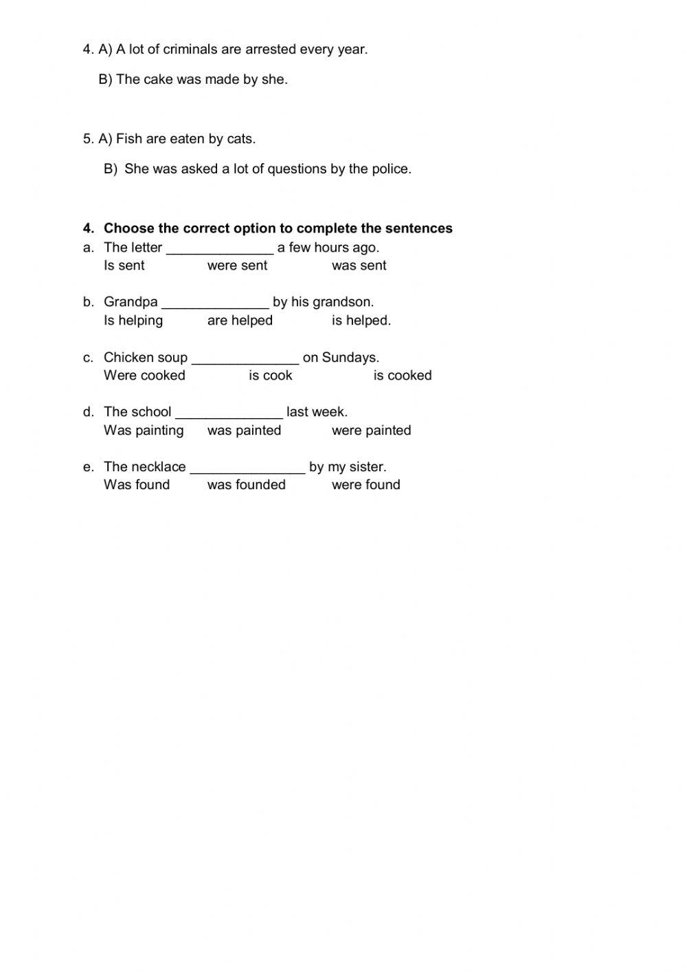 Passive Voice Assessment 3rd srs worksheet | Live Worksheets