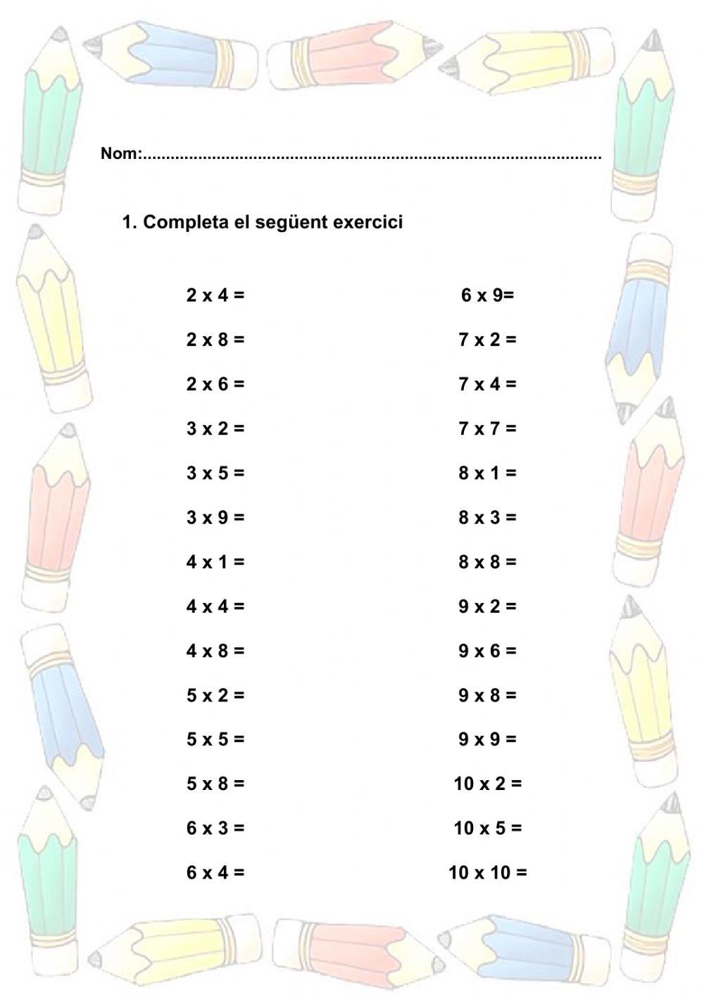 Taules de multiplicar activity for 3r | Live Worksheets Taules de multiplicar activity for 3r | Live Worksheets