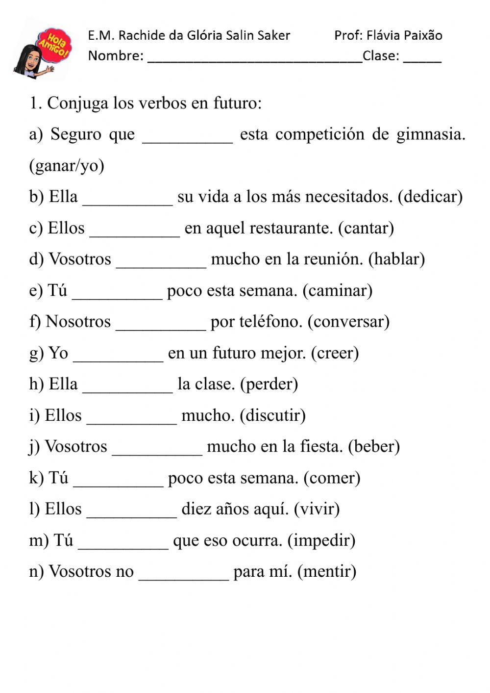 Futuro do presente interactive worksheet | Live Worksheets