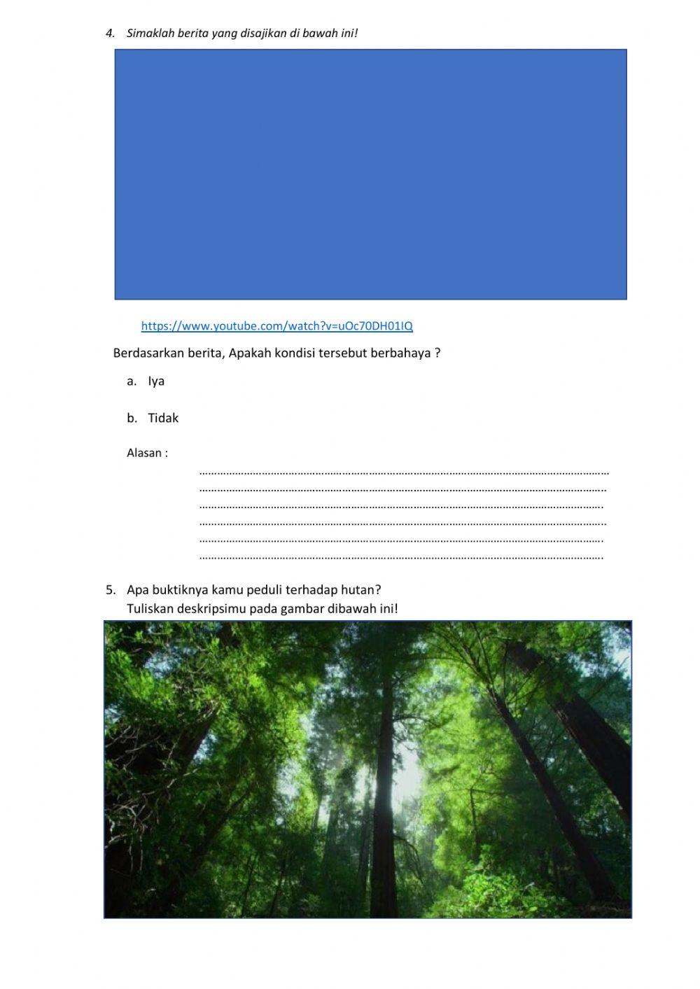 Sumber Daya Hutan interactive worksheet | Live Worksheets