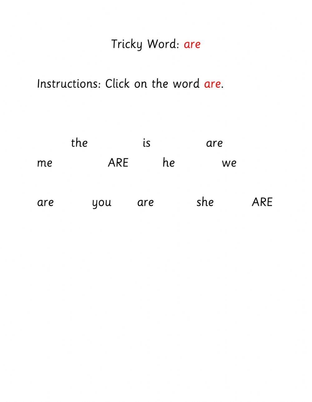 Tricky words 449032 | Misskkhan | Live Worksheets