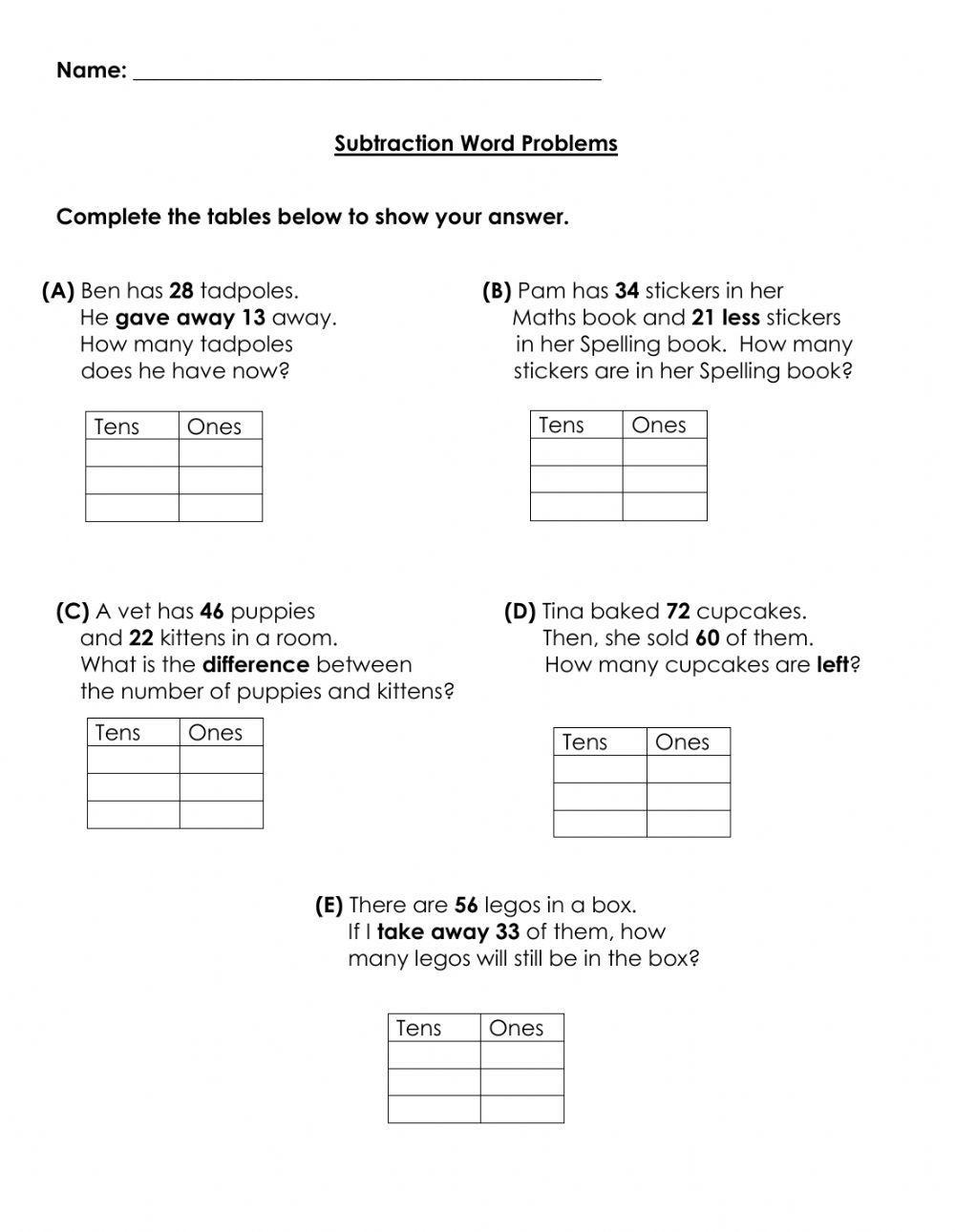 Subtraction Word Problems Exercise Live Worksheets Subtraction Word Problems Exercise Live Worksheets